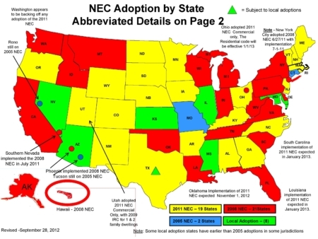 NEC 2011 Code Adoption Map - Sunny. SMA Corporate Blog