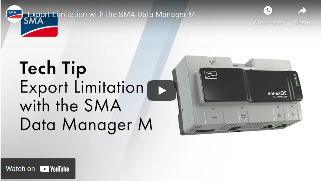 Tech Tip: Export Limitation with the SMA Data Manager M - Sunny. SMA ... Tech Tip: Export Limitation with the SMA Data Manager M - Sunny. SMA ...
